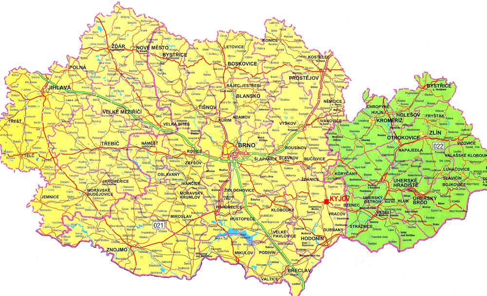 Ubytovna * Pension * Hotel - TRIFIN Kyjov - mapa